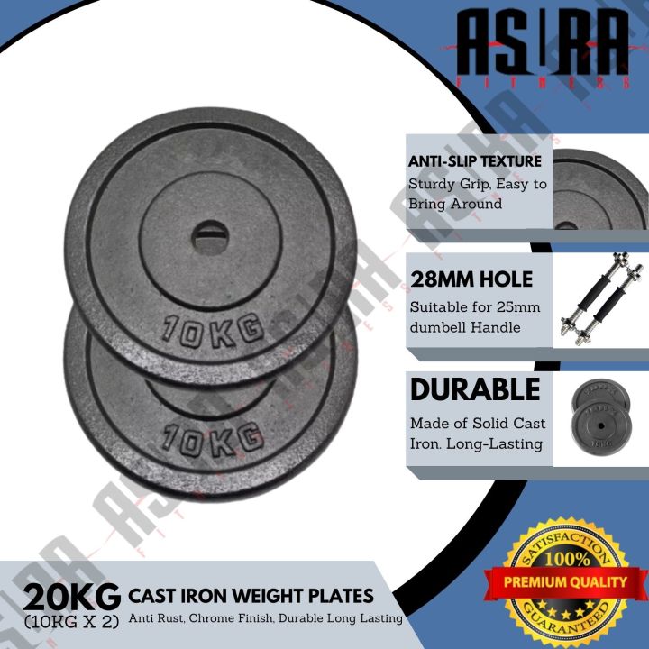 10kg x2 - Pair Cast Iron Weight Plates Suitable for both dumbbell ...