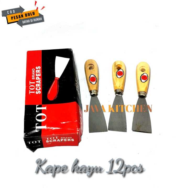 Scraper kue gagang kayu / kape spatula kue martabak serbaguna stainless ...