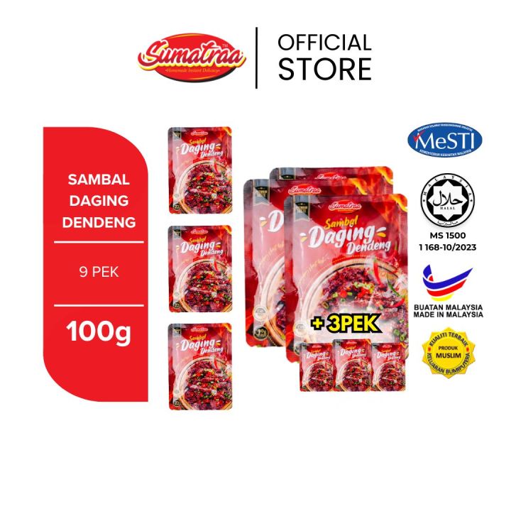 Sumatraa Sambal Daging Dendeng 100g [6+3] Ready To Eat Food dan Travel ...