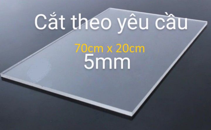 Tấm nhựa mica trong suốt dày 5MM VÀ 3MM X 70CM X 20CM, nhận cắt kích ...