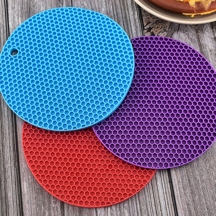 1PC Round Silicone Insulation Mat Table Mat Kitchen Pot Mat Coaster ...