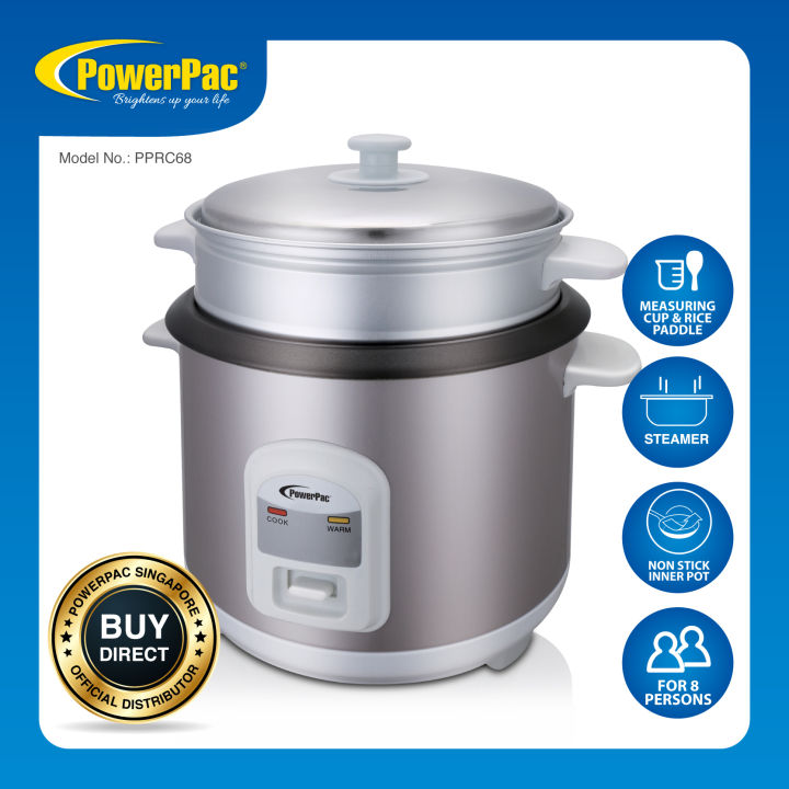PowerPac Rice Cooker 1.8L with Steamer (PPRC68) | Lazada Singapore
