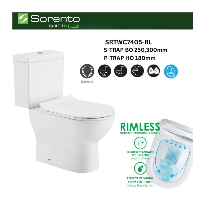 RIMLESS CLOSE-COUPLED WATER CLOSET WASHDOWN FLUSHING WITH SOFT CLOSE ...