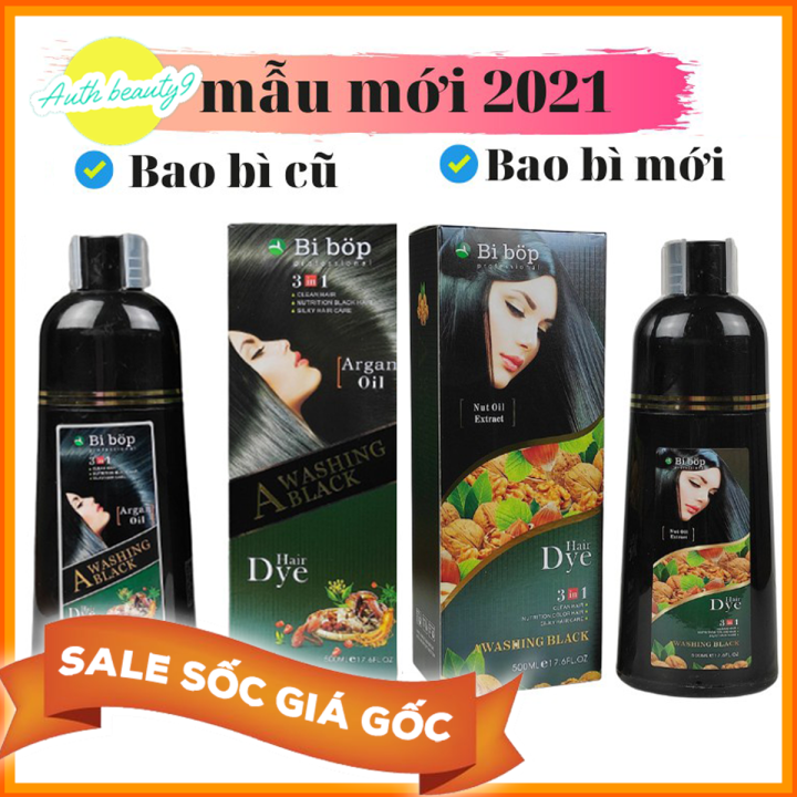 Dầu Gội Phủ Bạc Thảo Dược Đen Tóc BiBop Collagen Giúp Mái Tóc Đen Óng Ả ...