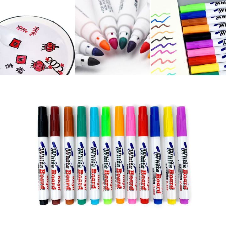 【COD】8/12 Colors Magic Early Education Toys Colorful Mark Pen Floating ...