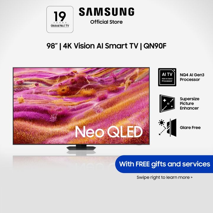 Samsung 98" Neo QLED QN90F 4K Vision AI Smart TV (2025) | Lazada Singapore