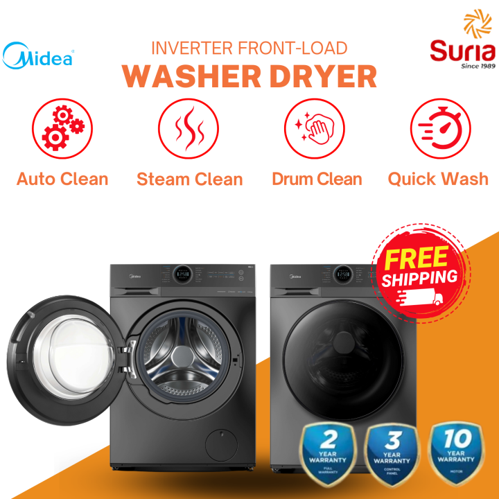 Midea 10/7kg 12/8kg Inverter 2 in 1 Washer Dryer Combo MF200D100WB ...