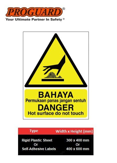 "Danger Hot Surface Do Not Touch" Safety Warning Sign Indoor Outdoor ...