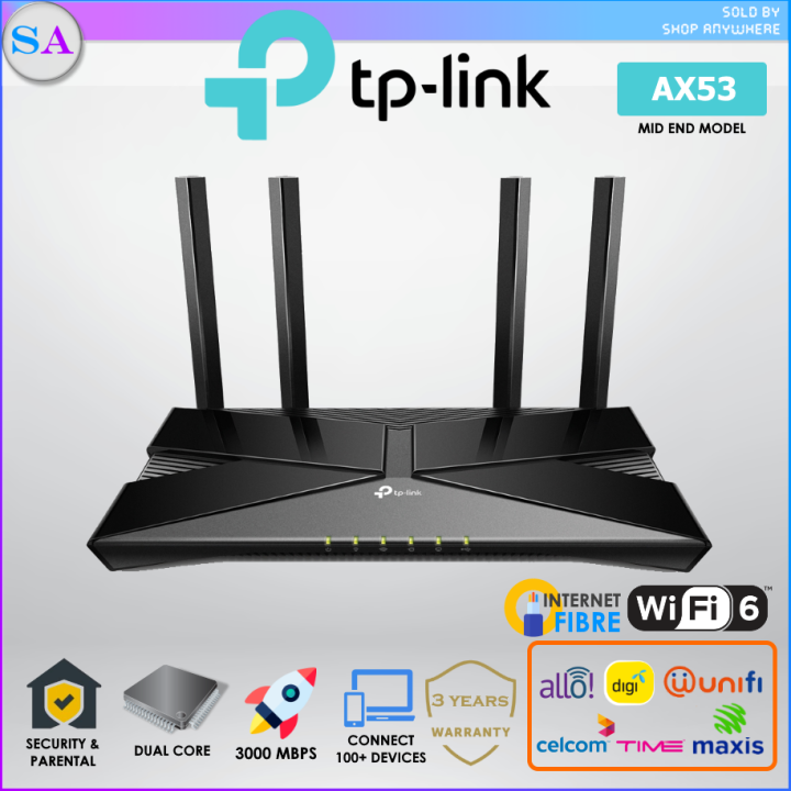 TP-Link Archer AX53 AX3000 Dual Band Gigabit WiFi 6 Router Mesh WiFi ...