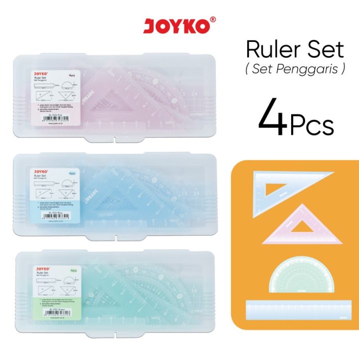 RULER SET JOYKO RL-PS3 PASTEL COLOR | BUSUR PENGGARIS SET ISI 4 MACAM ...