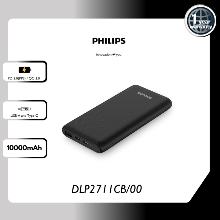 Philips DLP2711CB | 10000mAh Powerbank | PD 20W and QC | Smart ...