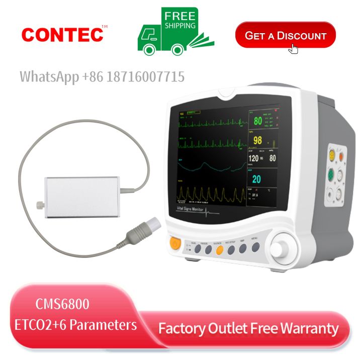 CONTEC CMS6800+ETCO2 Capnograph patient monitor 6 parameters CO2 vital ...