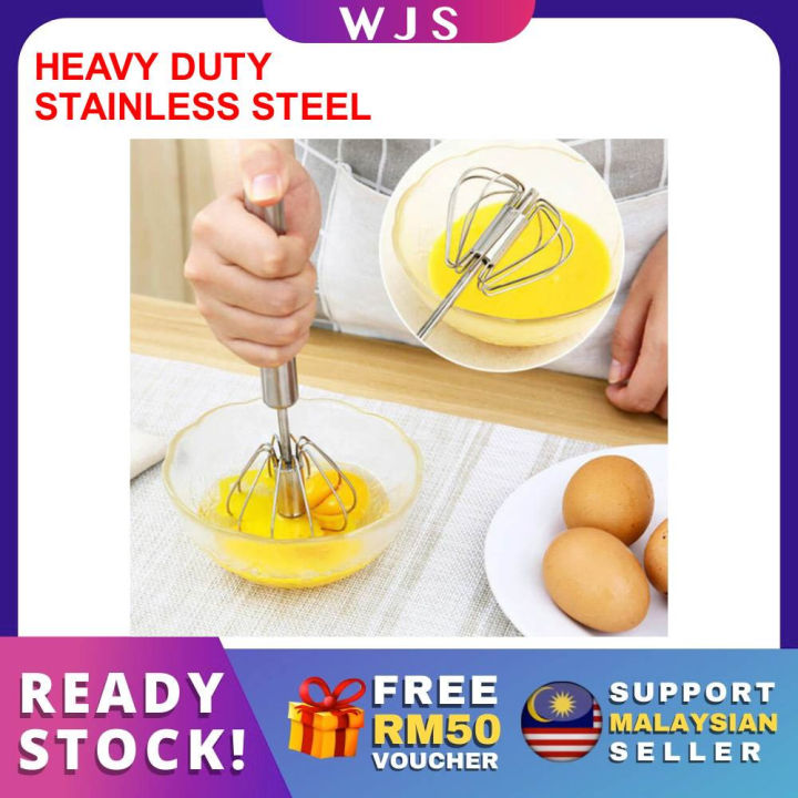 (HAND PUSH) WJS Stainless Steel Rust-Free Hand Push Whisk Blender Tool ...