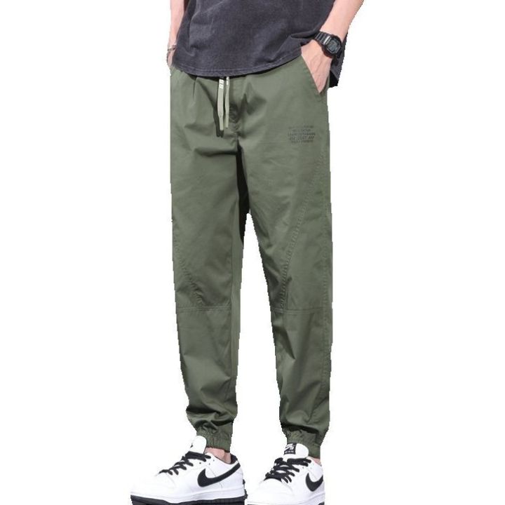 กางเกงขายาวผู้ชาย แฟชั่น กางเกงเอวยางยืด ขาจ้ำ ทรงสวยมีกระเป๋าข้าง ...