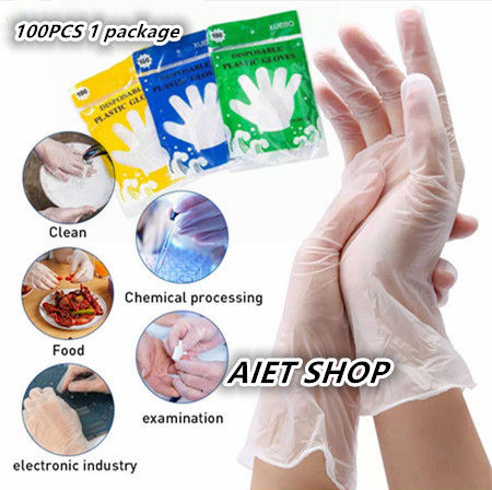 100Pcs Eco-friendly Disposable Gloves One-off Plastic Gloves For Food ...