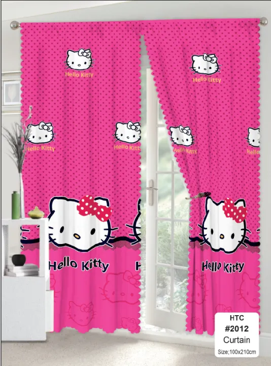 Hello Kitty Room Decor Curtain for Window Door Bedroom Semi Cotton ...