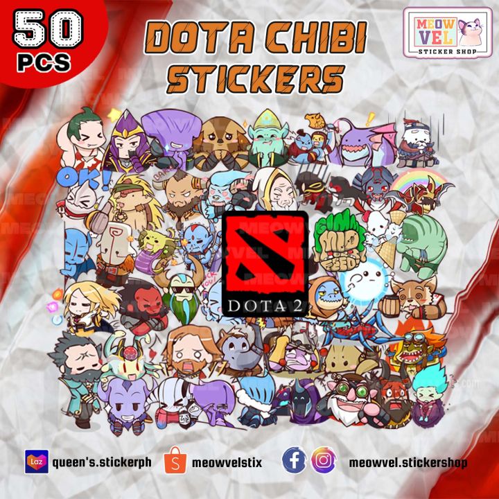 [50 PCS] DOTA 2 CHIBI VINYL STICKER PACK #1 // FOR AQUAFLASK HYDROFLASK ...