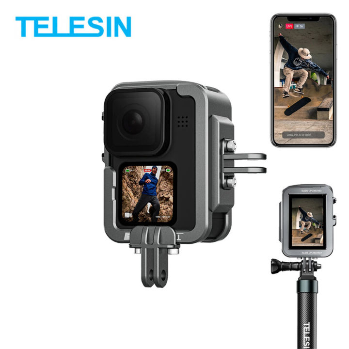 GoPro 11 / 10 / 9 New Telesin Aluminum House Cage Vertical Type ...