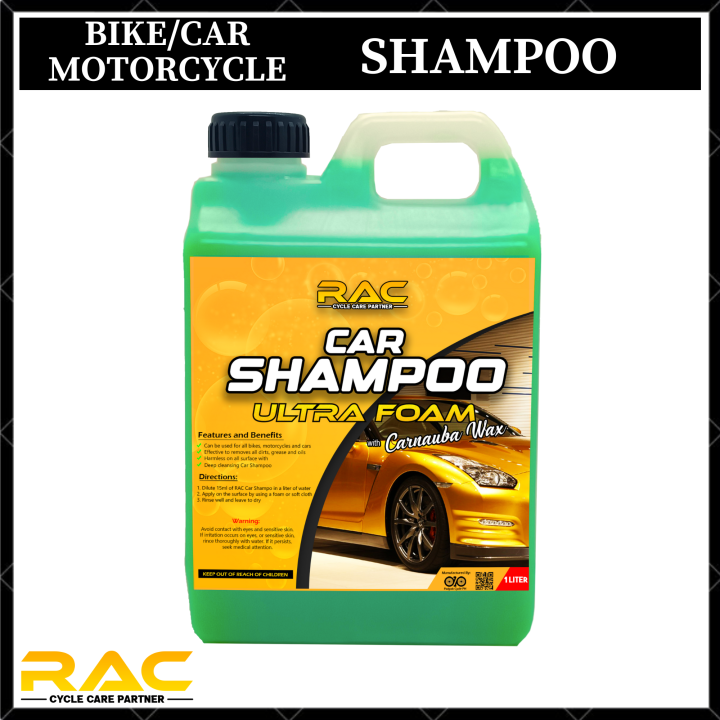 RAC Car/Motorcycle/Bike 1Liter Premium Shampoo Ultra Foam with Carnauba ...