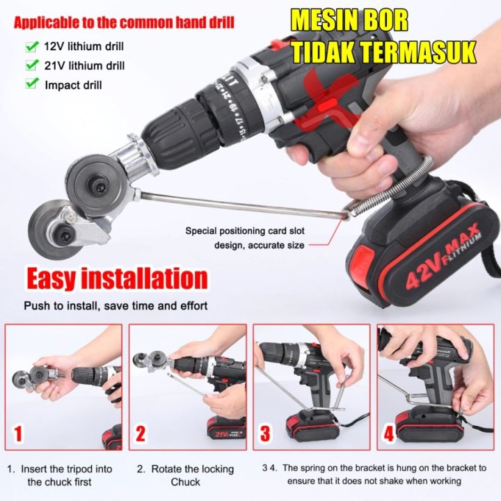 Adapter drill PLATE CUTTER alat potong gunting Plat Seng Praktis Pakai ...