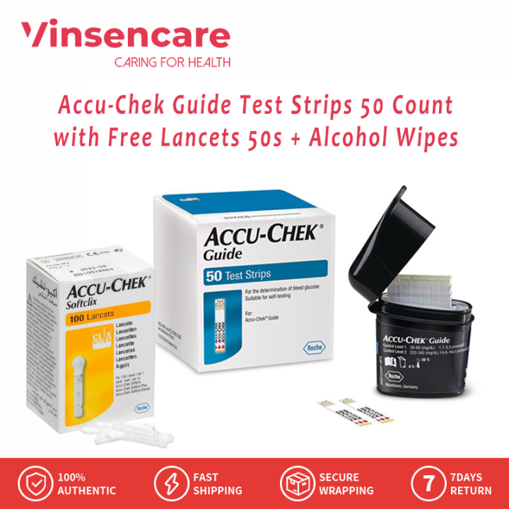 Vinsencare Accu-Chek Guide Test Strips 50 Count with Free Lancets 50s ...
