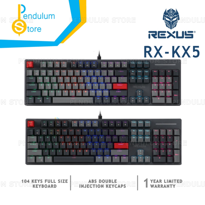 Rexus Heroic RX-KX5 / KX5 Mechanical Keyboard Gaming Full Size with SNK Switch Blue Switch Brown ...