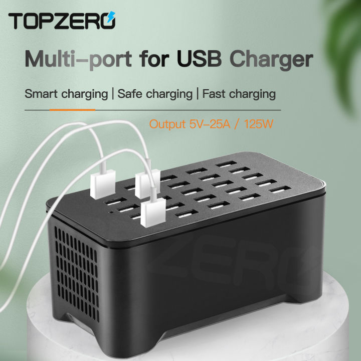 TOPZERO 125W 10/15/20/25 USB หลายพอร์ตสำหรับ iPhone ฮับชาร์จอะแดปเตอร์สถานีซ็อกเก็ตโทรศัพท์แท็บ ...