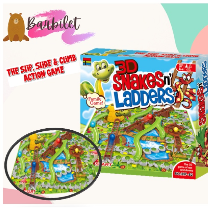 3D Snakes Ladder Family Table Board Game toys for kids Mainan Kanak ...