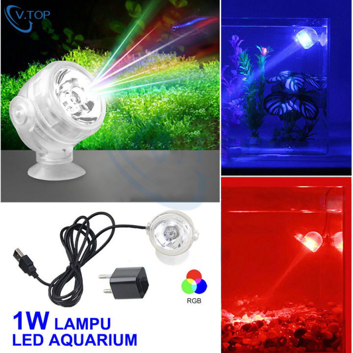 V.TOP Lampu Sorot Aquarium 1W Warna Lampu Led Aquarium Aquascape Kolam ...