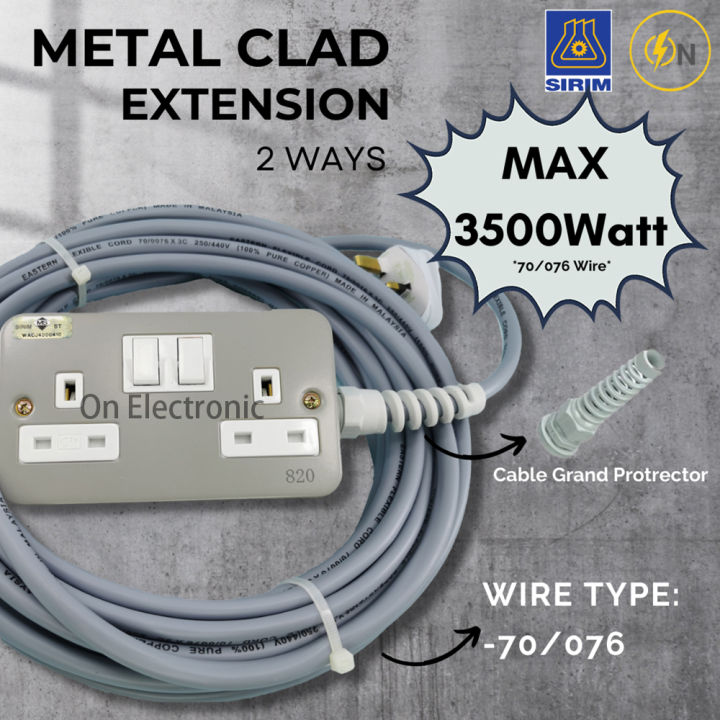 2way 13amp Metal Clad Heavy Duty Trailing Socket Extension Socket 3 6 10 15 20 Meter 70 076 3c