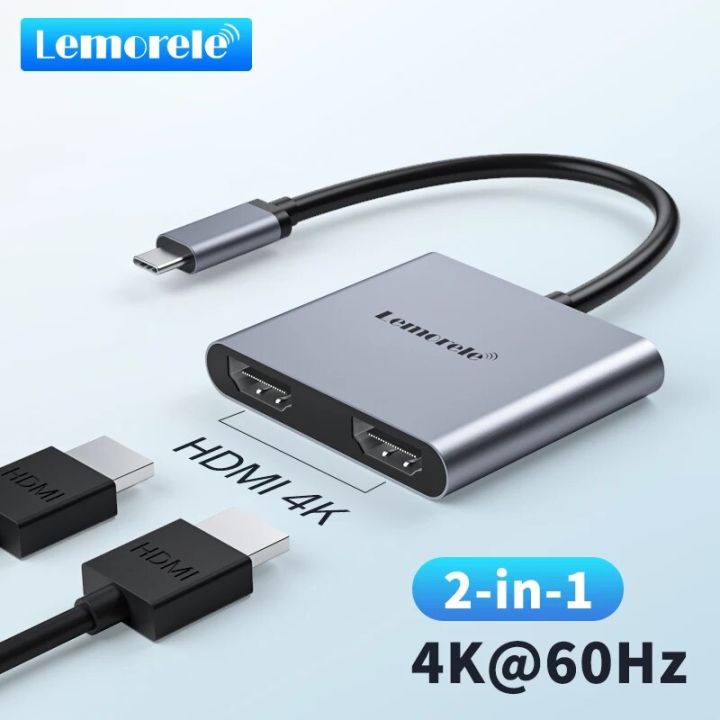 Edmund10 Lemorele 2 Port USB Hub to HDMI 4K 60HZ Dual Screen Expansion ...