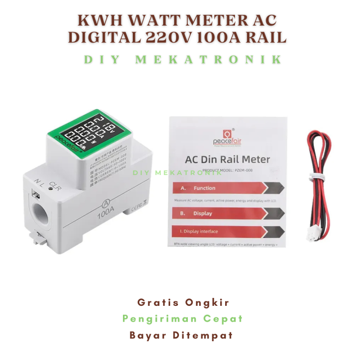 KWH Watt Meter AC Digital 220V 100A Rail Alat Ukur Volt Ampere | Lazada Indonesia