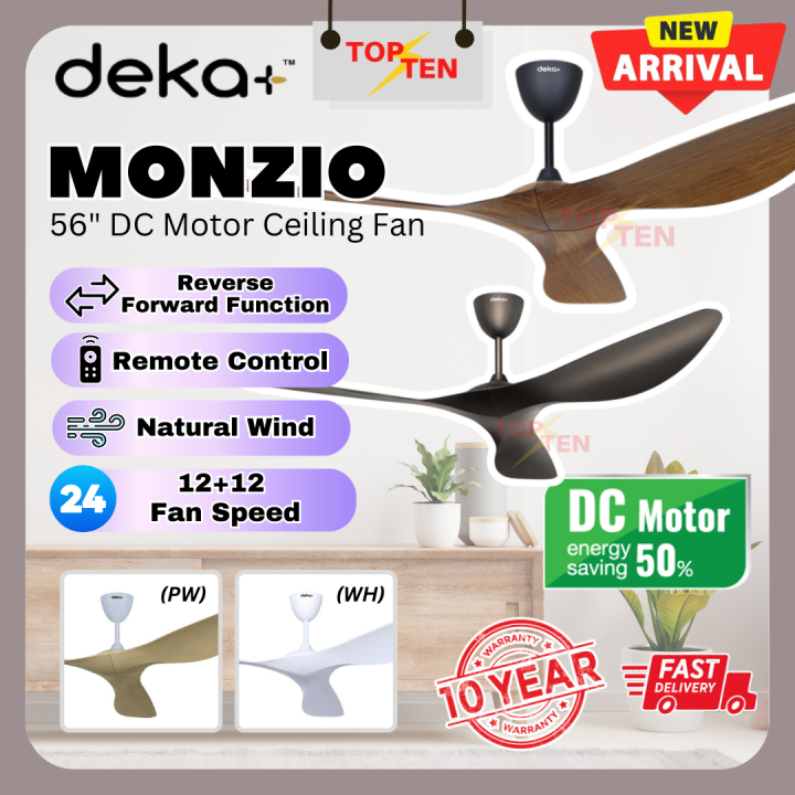 Deka Plus Monzio 56" DC Motor 24-Speed Remote Ceiling Fan with Natural ...
