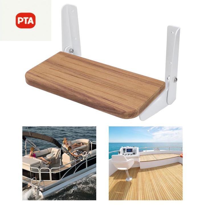 automalls Marine Grade Teak Wood Folding Step Board Footrest for Boat ...