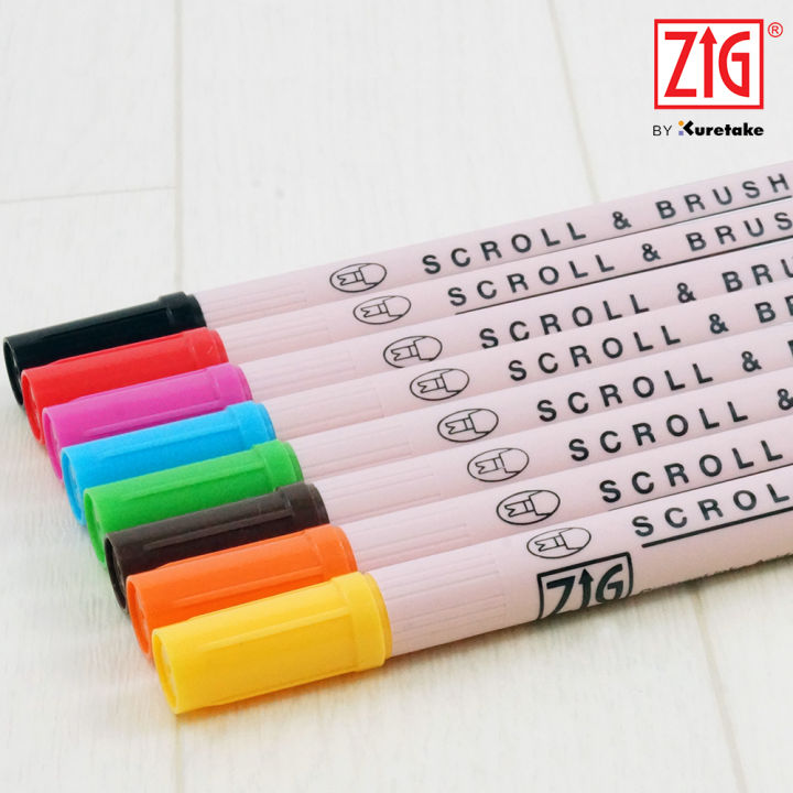 ZIG Kuretake Scroll and Brush Pen Marker for Calligraphy, Lettering ...