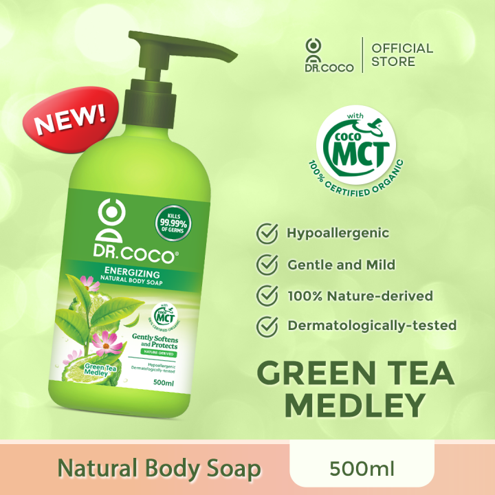 DR. COCO Energizing Natural Body Soap Green Tea Medley, 500ml | Lazada PH