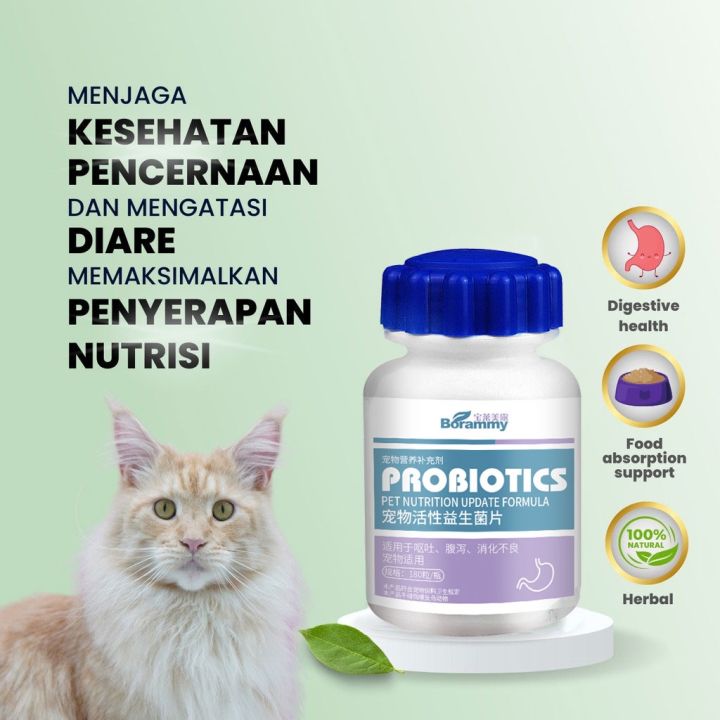180Tablet Probiotik Vitamin Kucing Radang Usus Infeksi Usus Anjing ...