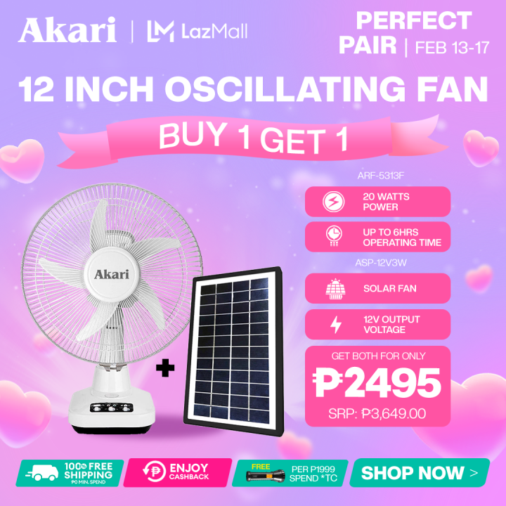 Akari 12-inch Rechargeable Oscillating Fan (ARF-5313F) + Akari Mini ...
