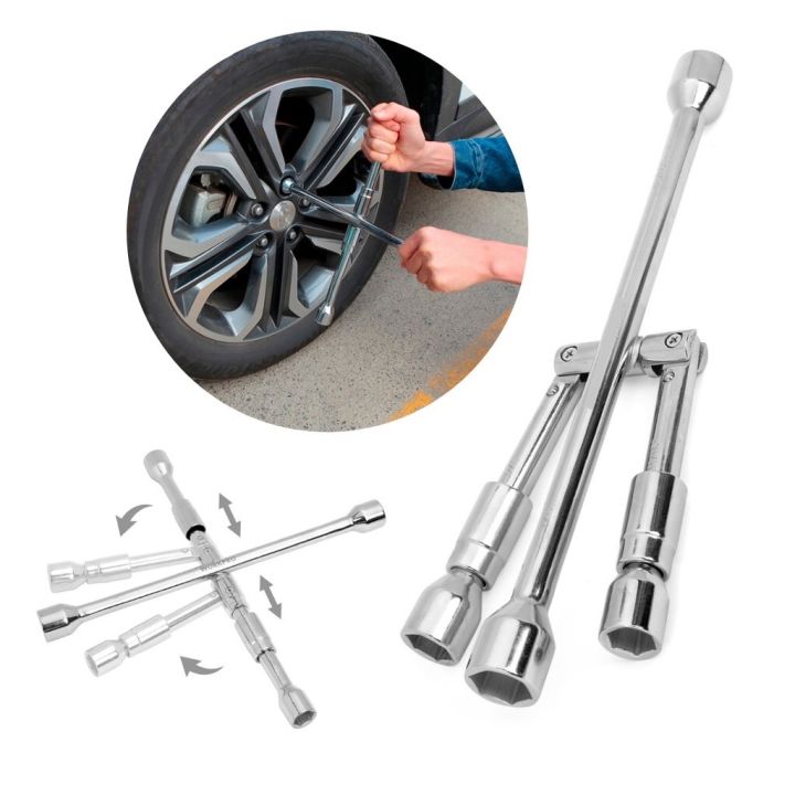 Folding Socket Wrench Cross Wrench 4 Way Car Repair Tools Tyre Remover ...