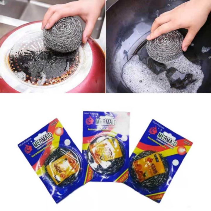 Multi Purpose Mermaid Stainless Steel Scourer with free Diswashing ...