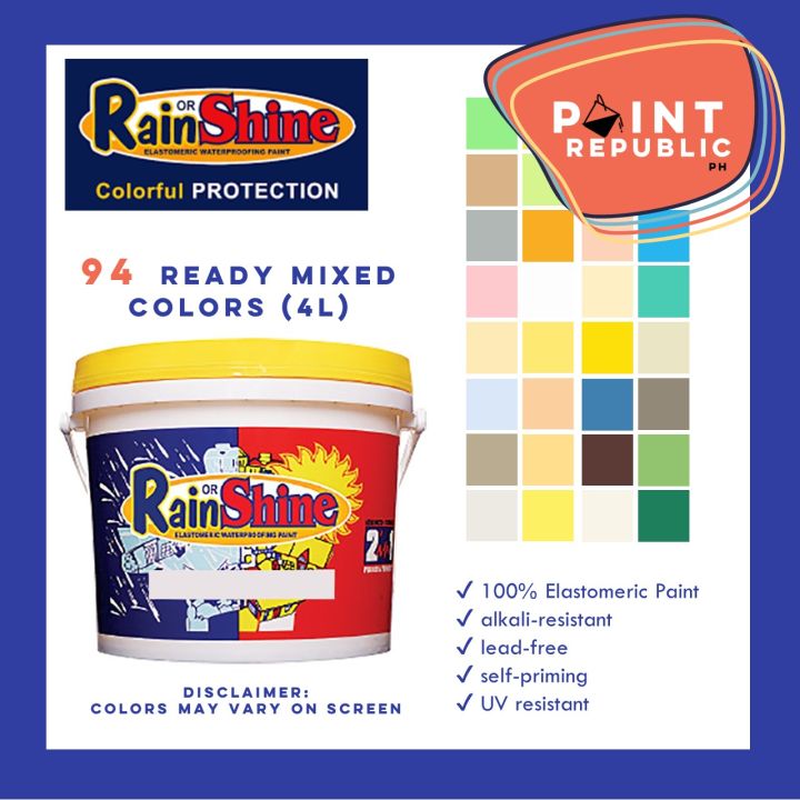 Rain or Shine Elastomeric Waterproofing Paint - Ready Mixed Colors (4L - Gallon Size) | Lazada PH