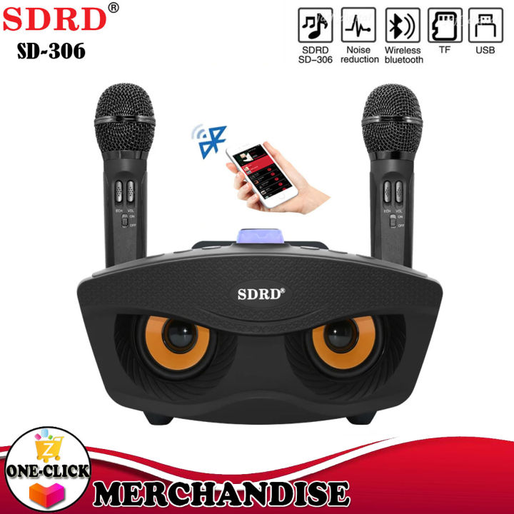 SDRD SD306 Plus 30W Karaoke Player Bluetooth 4.2 Speaker Family KTV Stereo Mic Big Sound Speaker ...