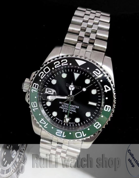Modified NH34 GMT Automatic Men's Mechanical Watch Stainless Steel Case 40mm fit for Seiko ...
