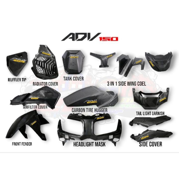 NEW! Honda ADV 150 Carbon tire hugger, CVT cover & extension, air ...