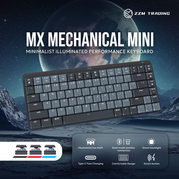 Logitech MX Mechanical Mini Simple backlit high-performance keyboard ...