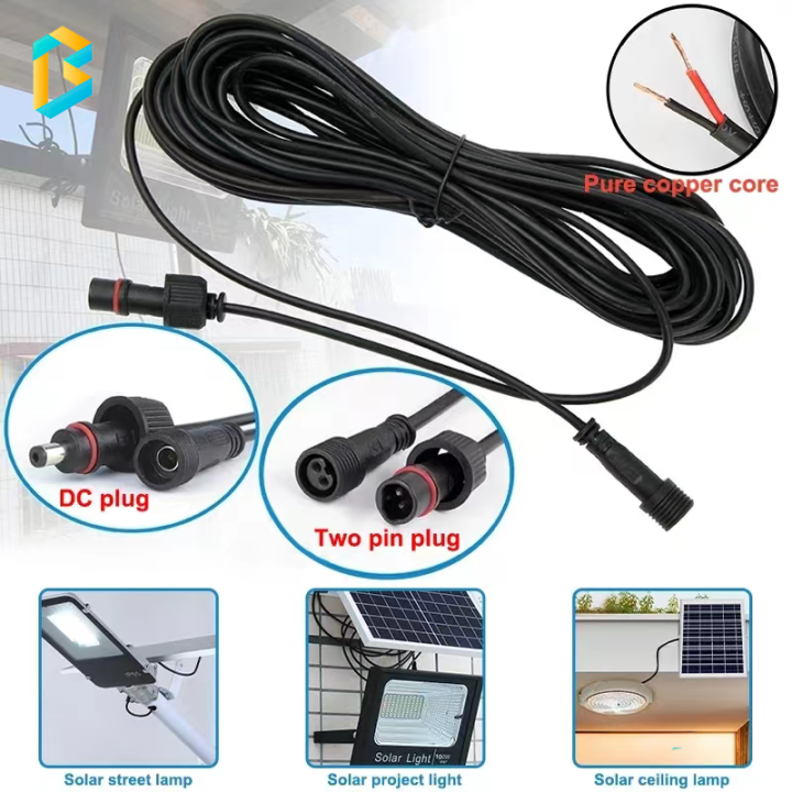 🔥New🔥 5M/10M Original Solar Light Extension Cable Double PinThick Wire ...
