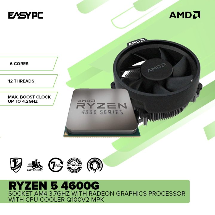 EasyPC | AMD Ryzen 5 4600G Socket Am4 3.7GHz with Radeon Graphics Processor with CPU Cooler ...
