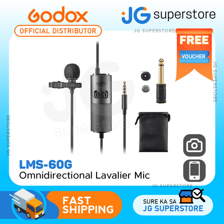 Godox LMS-60G Omnidirectional Lavalier 360 Coverage Microphone with ...