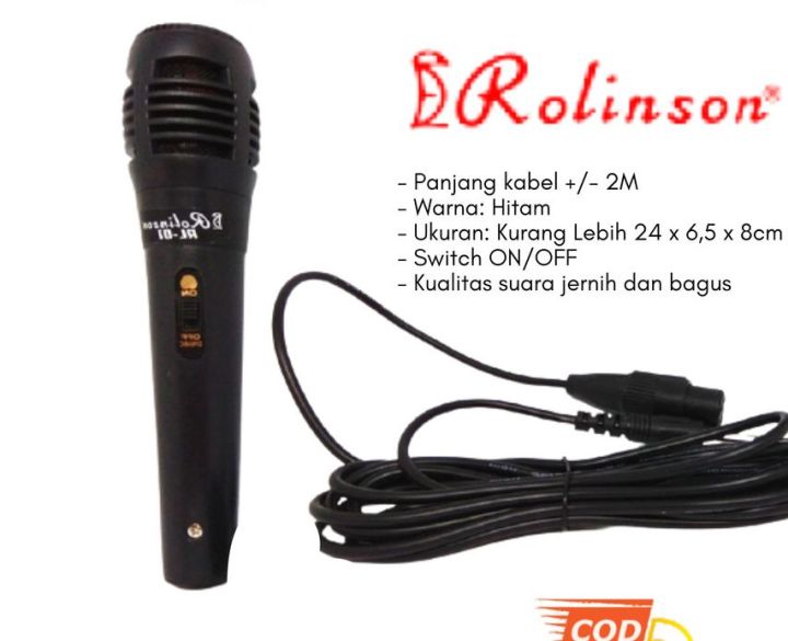 MIKROFON KARAOKE MIC KABEL ROLINSON RL-01 MIC MURAH MICROPHONE VOCAL ...
