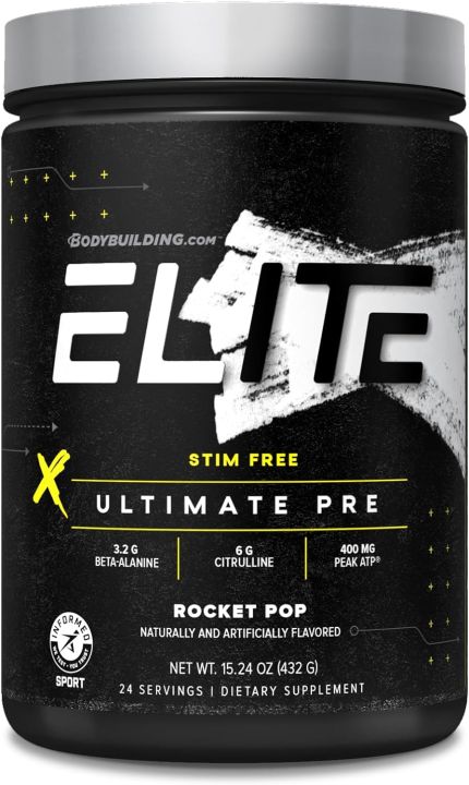 Bodybuilding Elite Ultimate PRE Stim Free Powder (Rocket Pop ...
